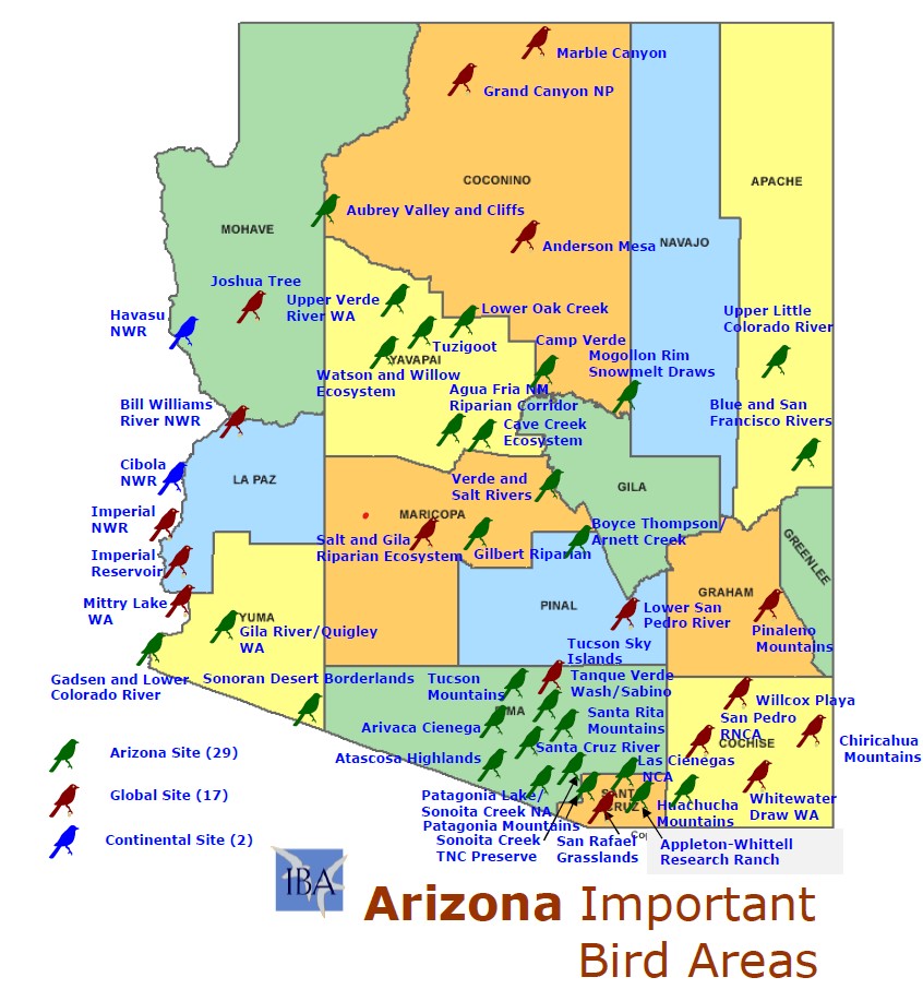 1. Map of all Arizona IBAs - Arizona Important Bird Areas Program